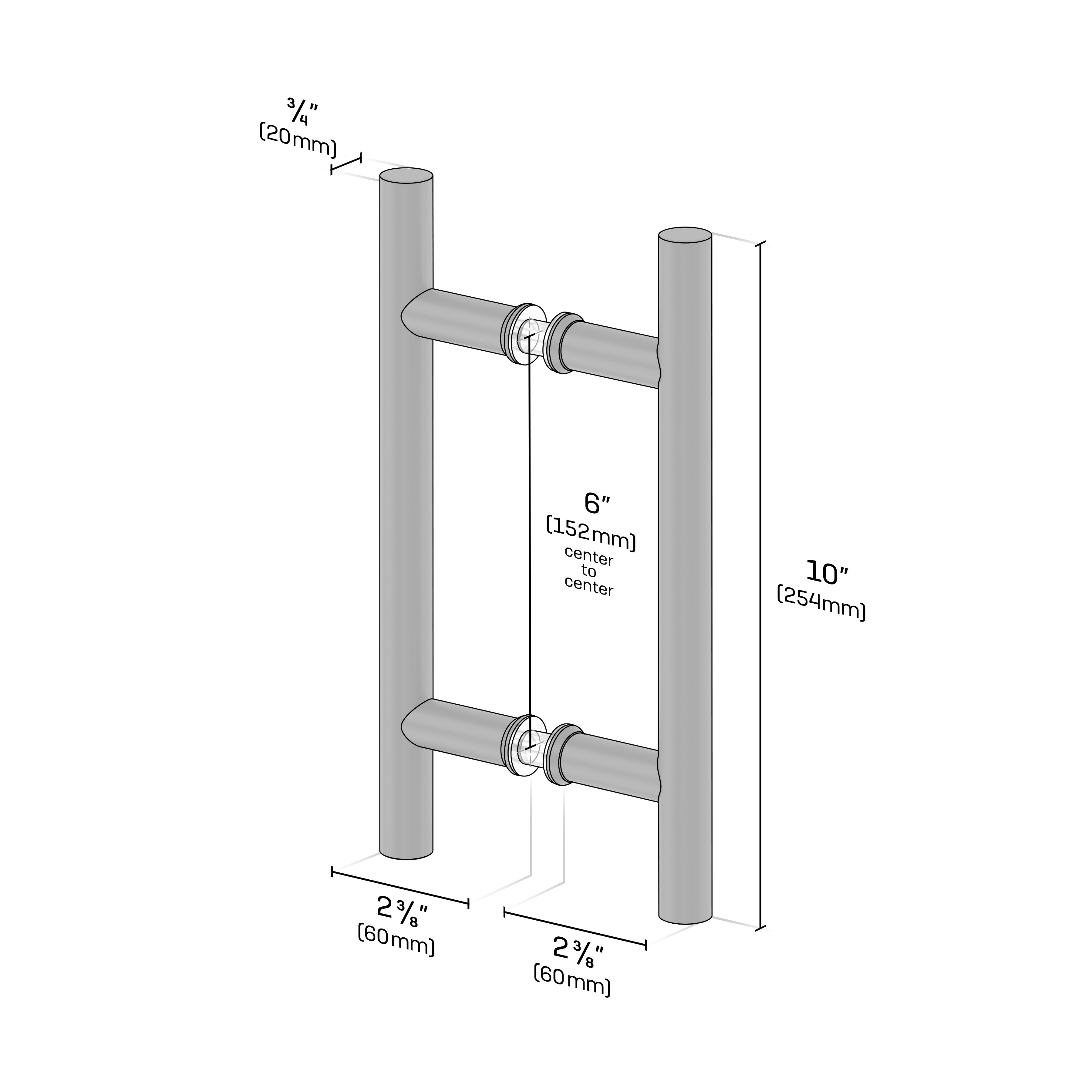 6" Ladder Style Back-to-Back Pull Handle – Future Glass LLC
